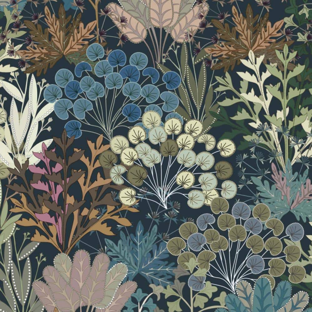 Jeedeson Colorful Leaves Vinyl Peel and Stick Wallpaper Roll, Removable ...