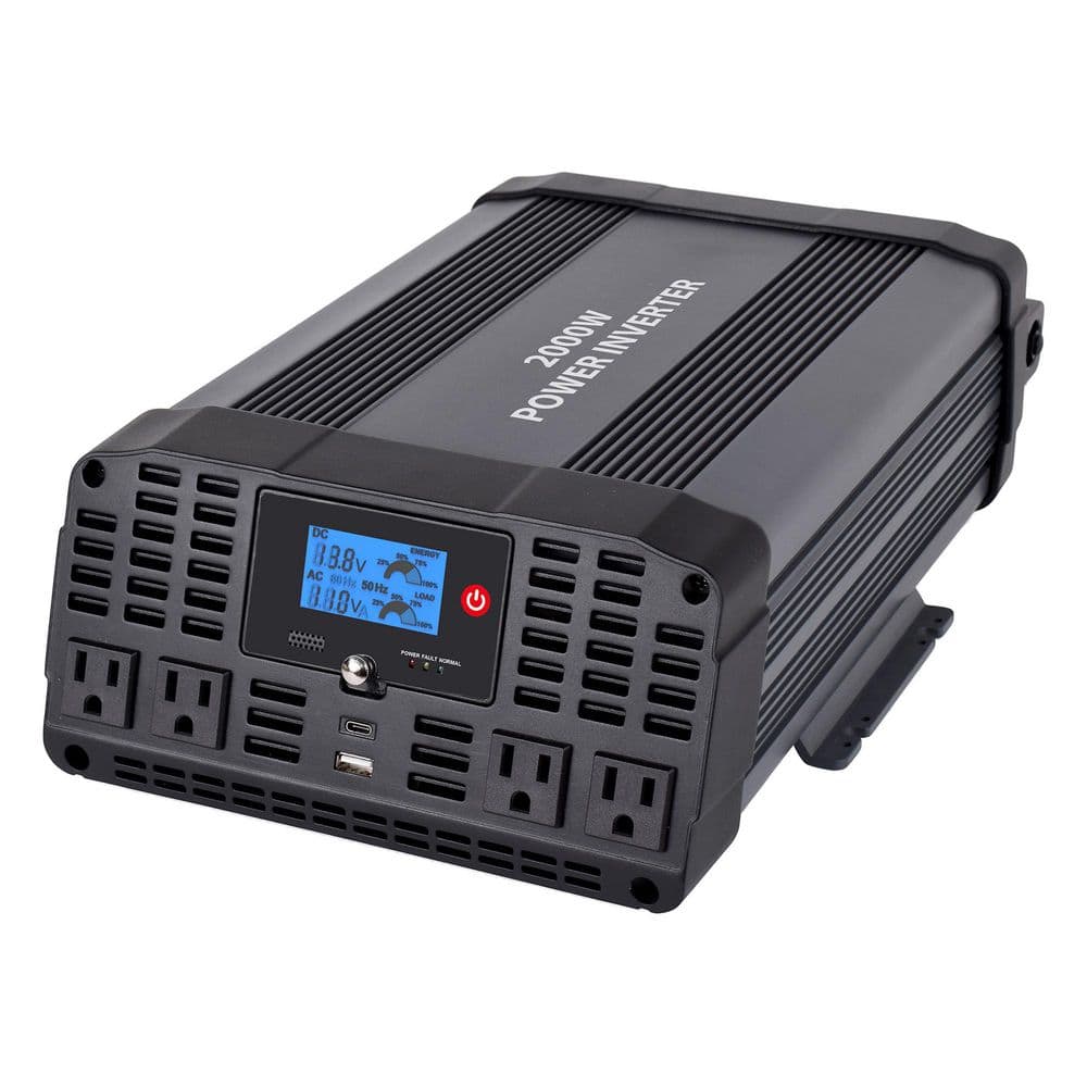 Technaxx TE22 2,000-Watts Sine-Wave Power Inverter, 4 AC Outlets and 2 ...