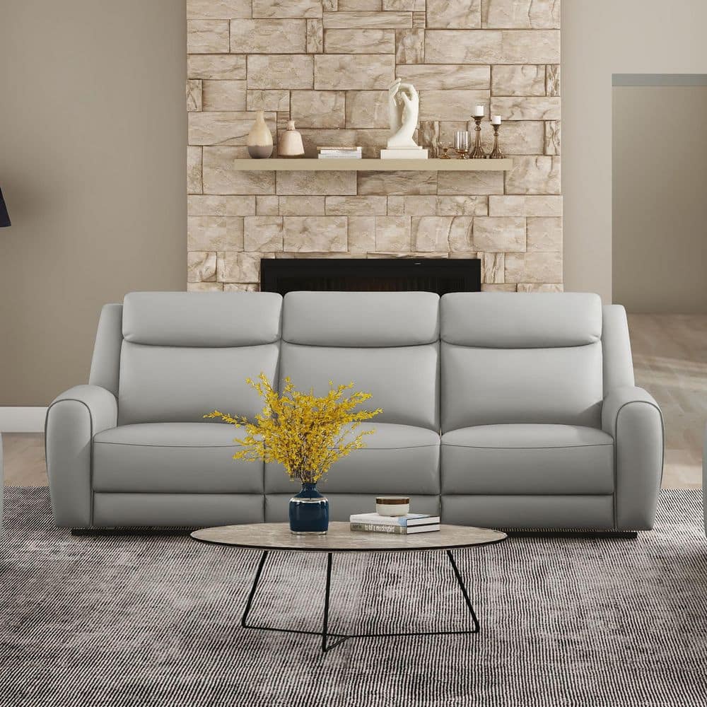 Furniture of America Miranda 87 in. Contour Round Arm Leather Rectangle ...