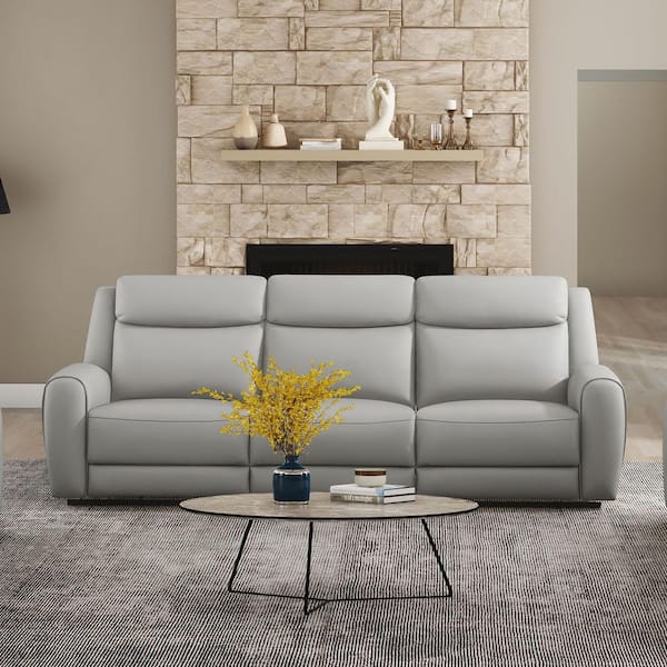 Furniture of America Miranda 87 in. Contour Round Arm Leather Rectangle ...