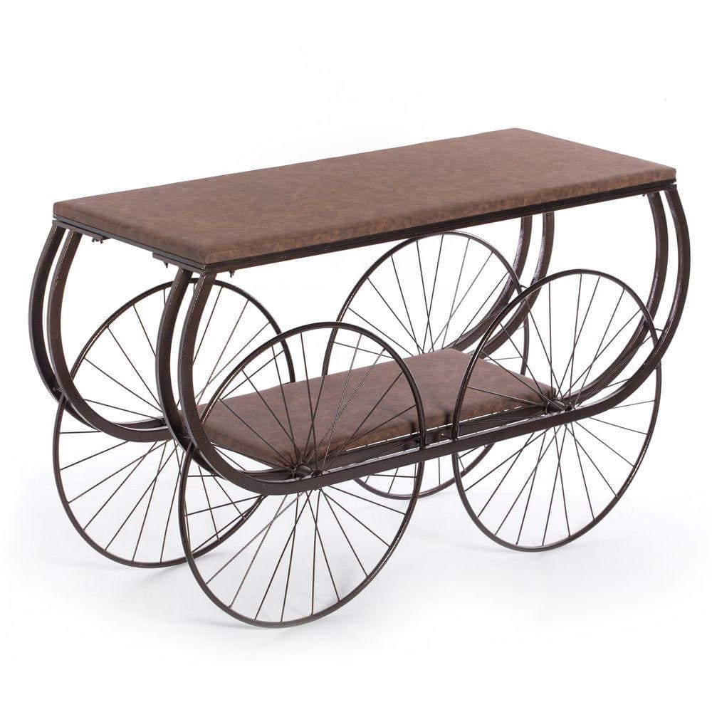 Vintiquewise Wagon Style 51 in. L Black Rectangle Wood Top Console ...
