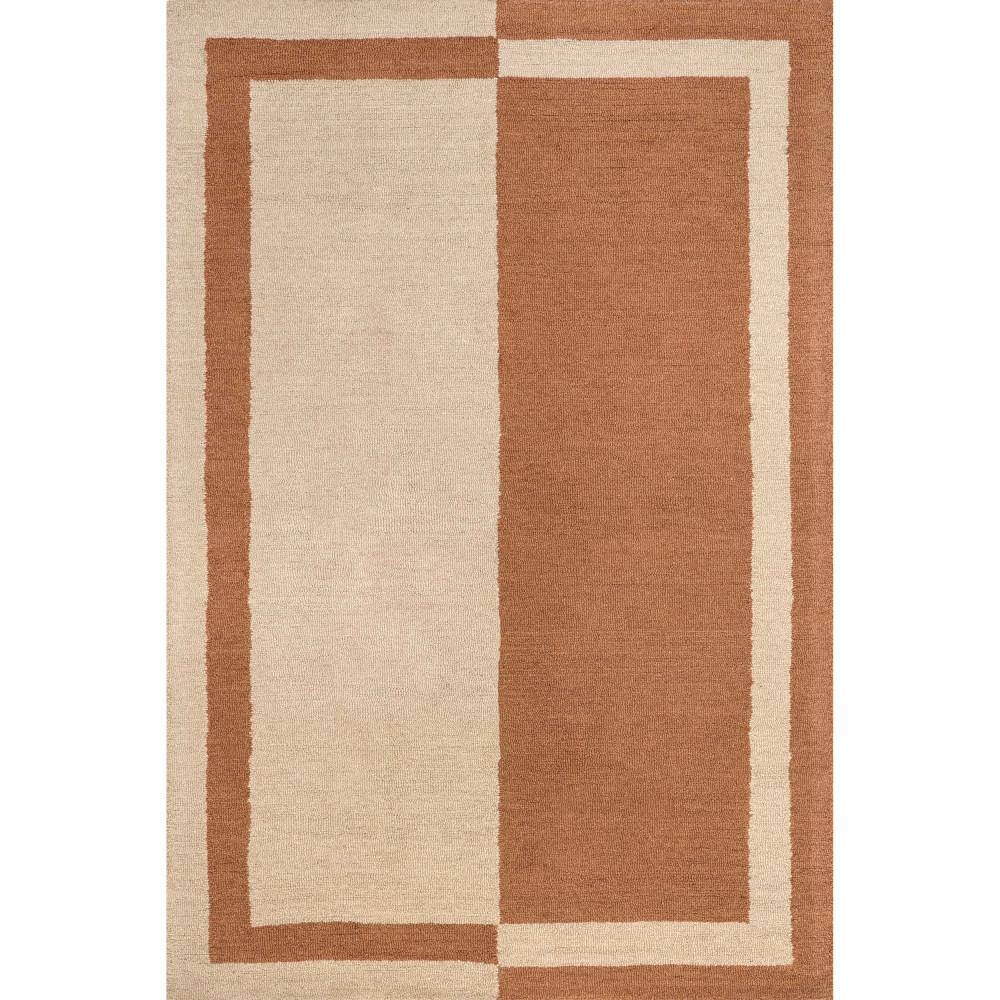 RUGS USA Arvin Olano Gino 2-Tone Bordered Wool Area Rug Rust 10 ft. x ...