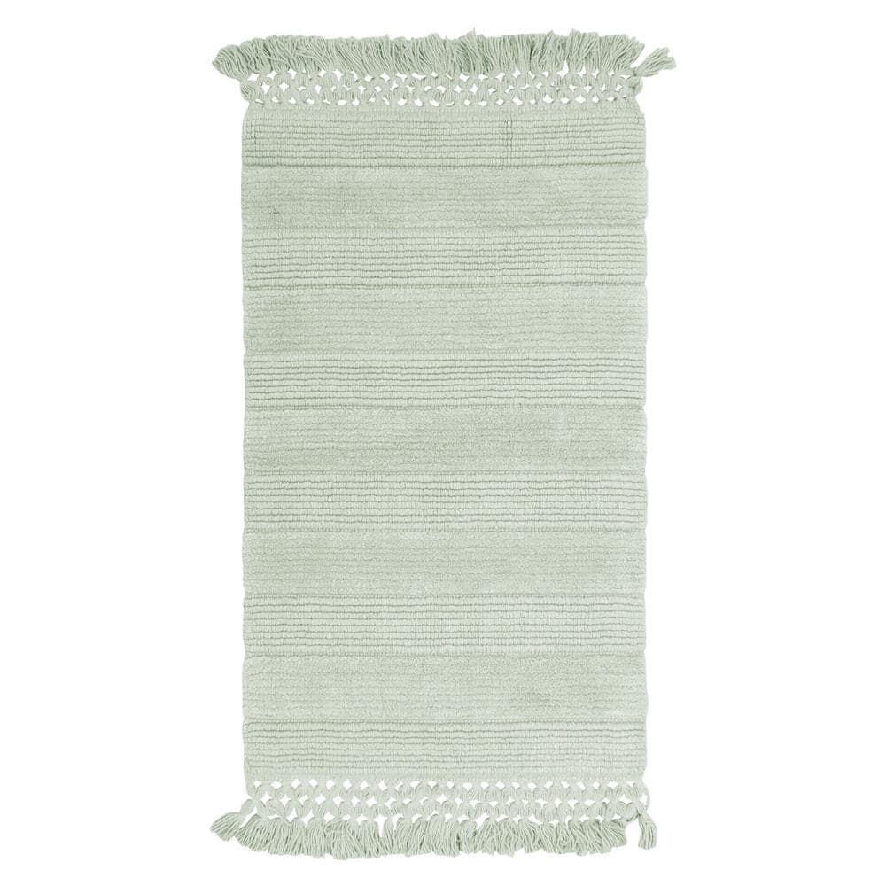 French Connection Safira Fringe Cotton Light Green Teal 20 in. x 34 in ...