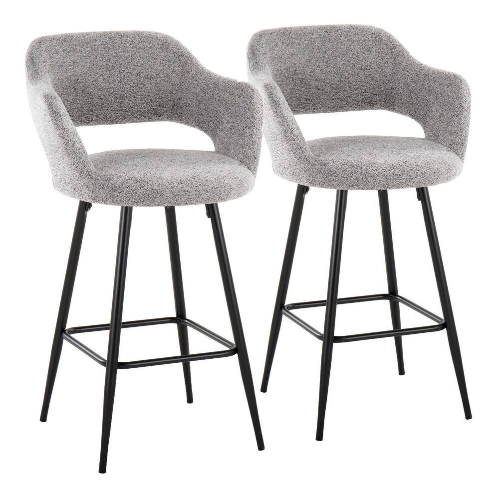 Lumisource Margarite 38.25 in. Grey Fabric and Black Metal High Back ...