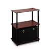 Furinno 29.75 in. Dark Cherry/Black Wood 2-shelf Etagere Bookcase with ...