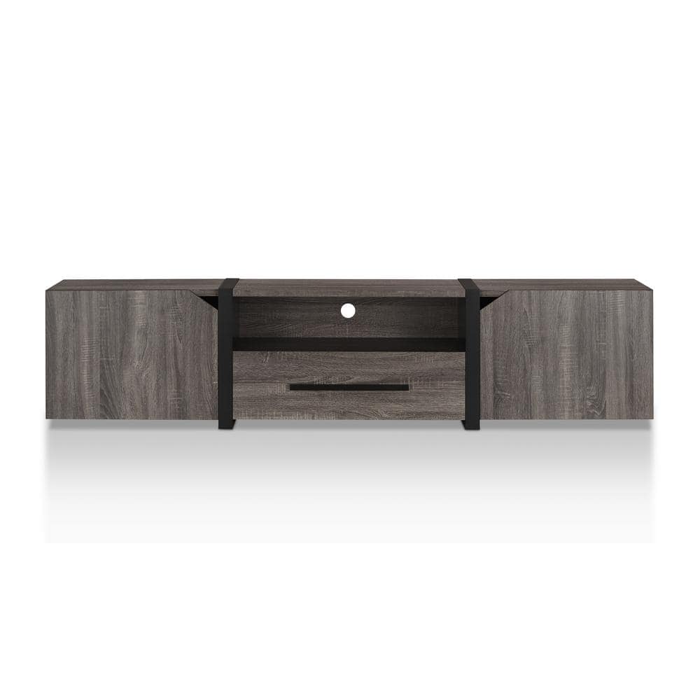 Furniture of America Balearic 81.5 in. Distressed Gray tv Stand Fits tv ...