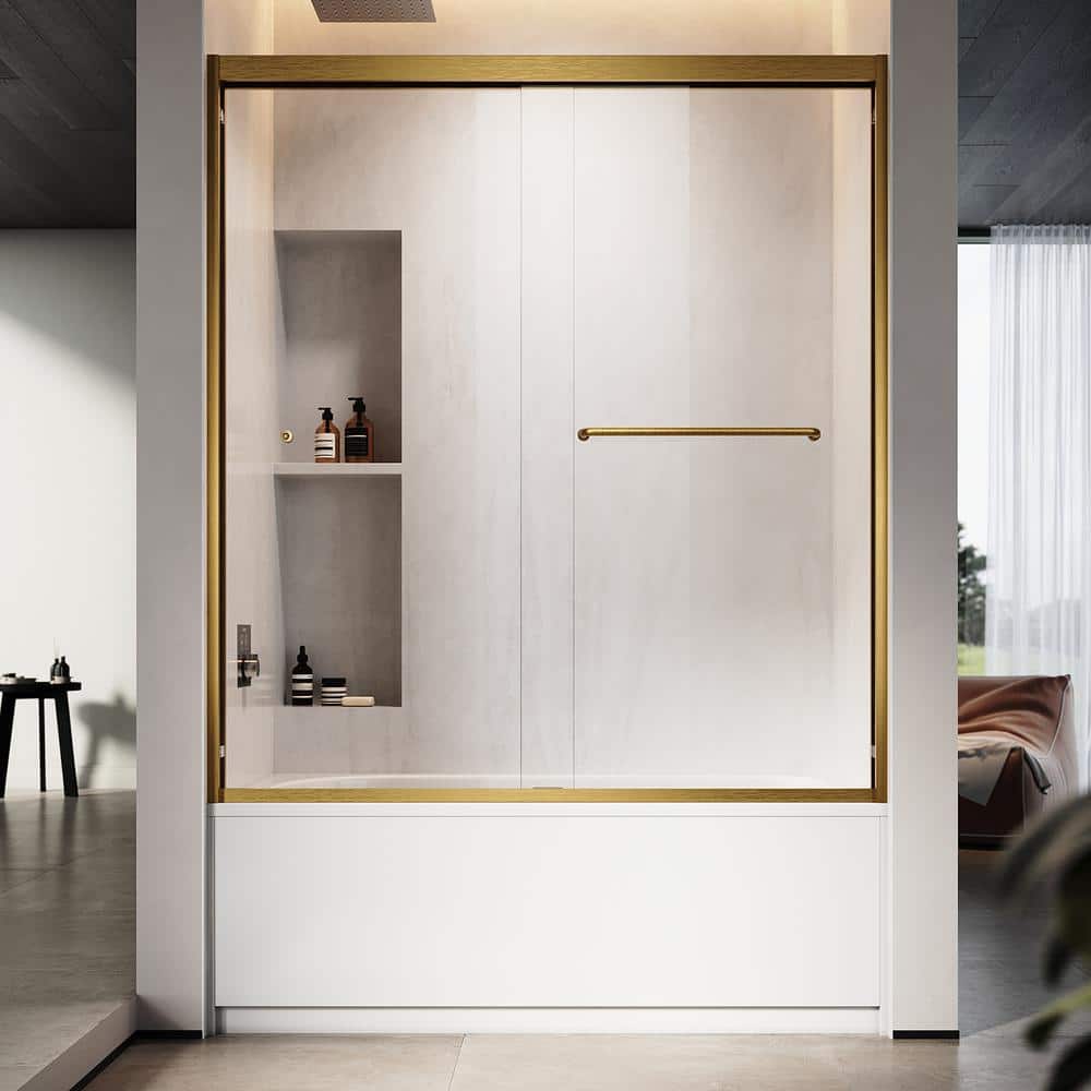 UNIKOO UKD06 56 to 60 in. W x 60 in. H Double Sliding Semi-Frameless ...