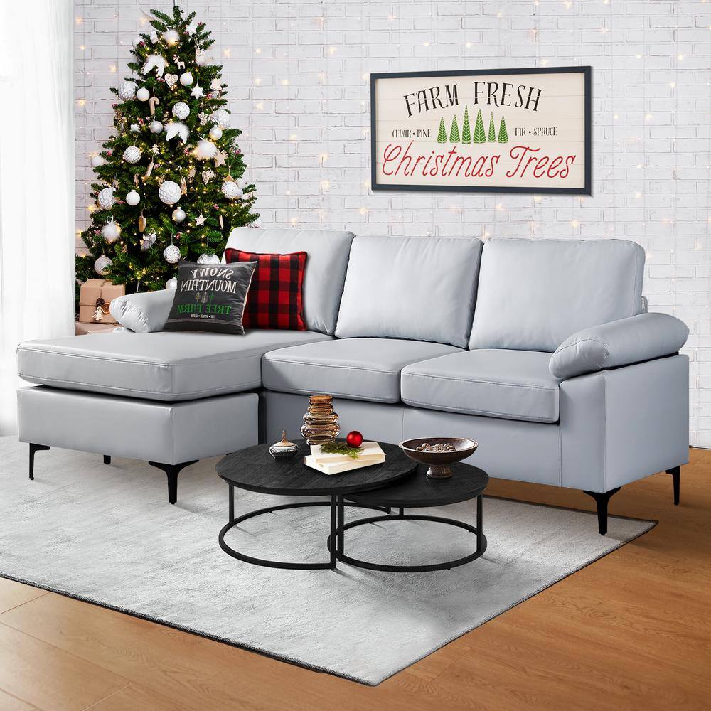 Allwex Breathabo 100 in. W Reversible 3-Piece Fabric L-Shaped Faux ...