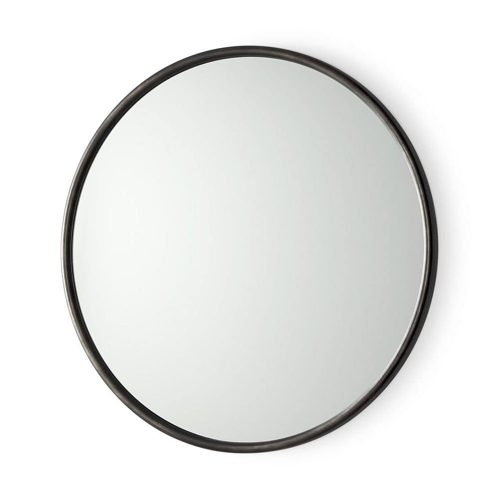 Mercana Piper 36 in. W x 36 in. H Black Metal Round Wall Mirror 69341 ...