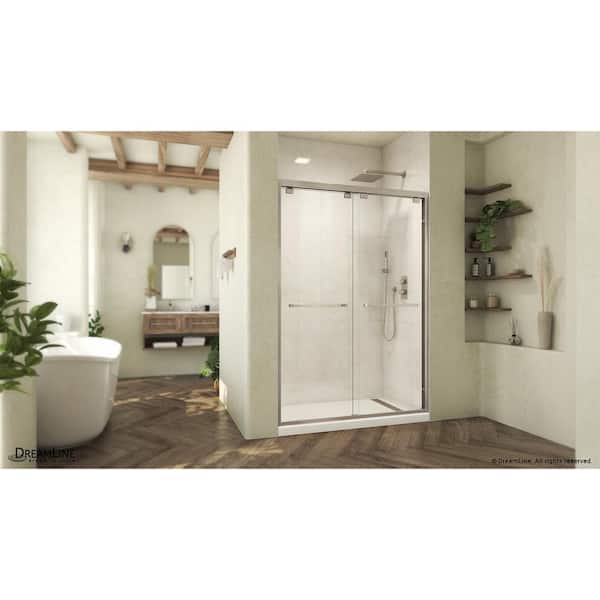 DreamLine Abbey 44 in. to 48 in. W x 76 in. H Frameless Sliding Bypass Shower Door in Matte ...