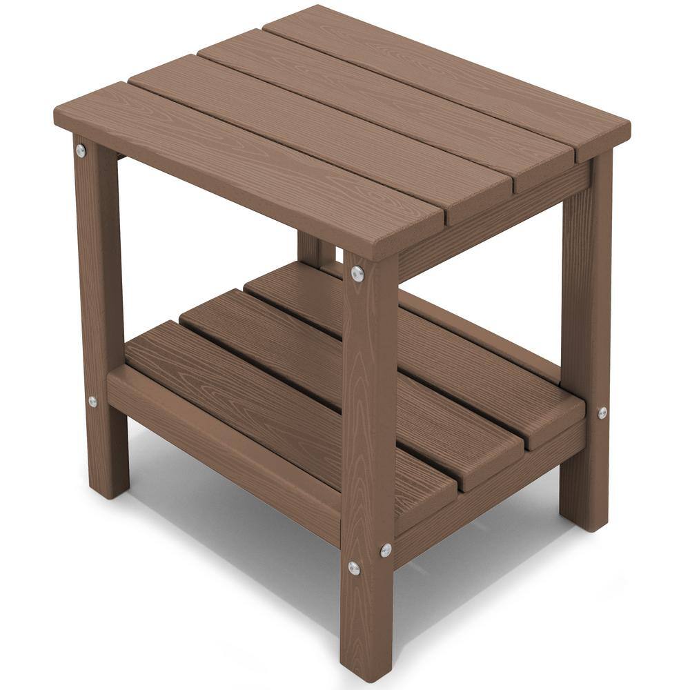JEAREY Brown Rectangle Resin Outdoor Side Table SCCJ-Brown - The Home Depot