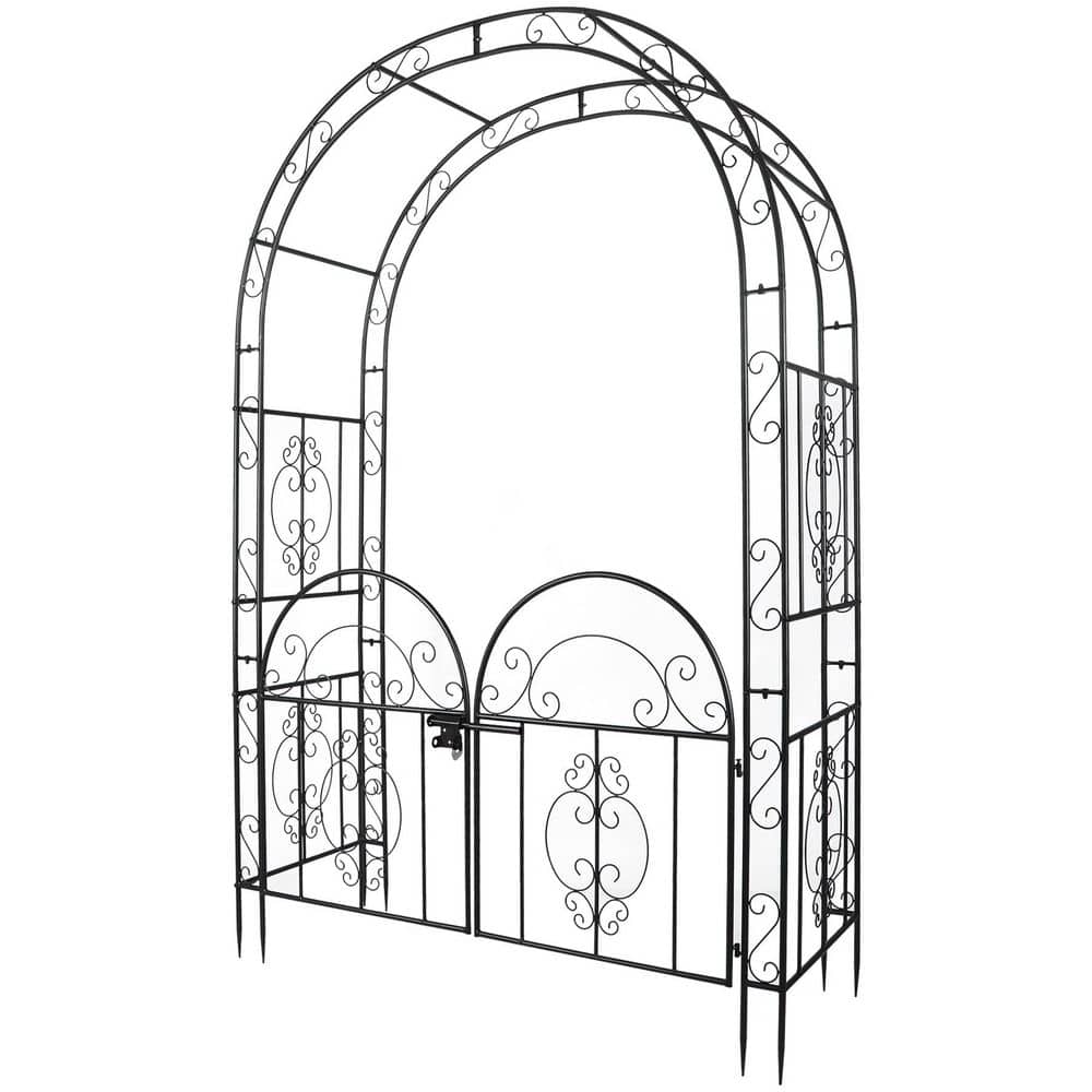 FAWEY TRED INC 84 in. H Metal Garden Arbor with Gate, Heavy-Duty ...