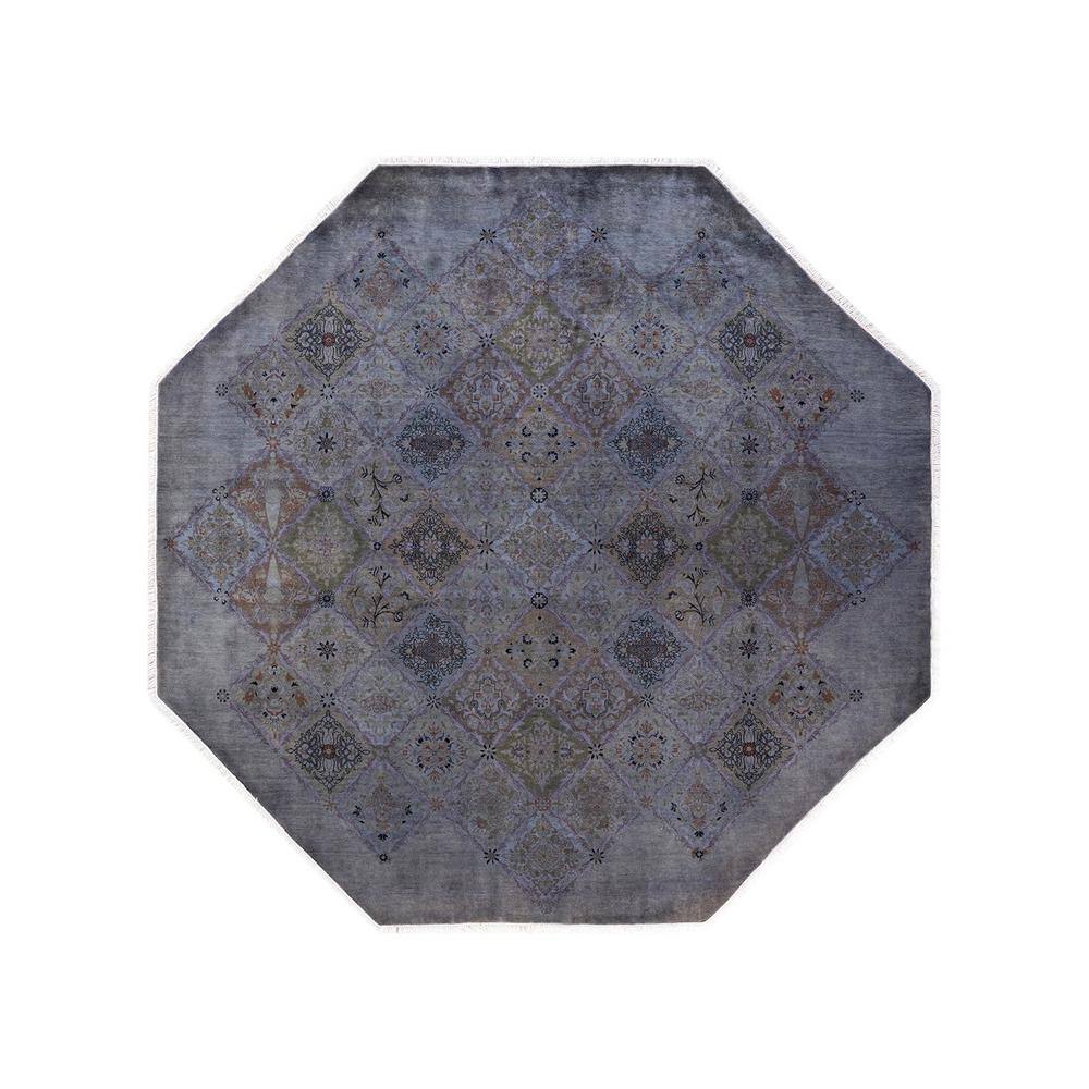 Solo Rugs One-of-a-Kind Contemporary Gray 8 ft. x 8 ft. Hand Knotted ...