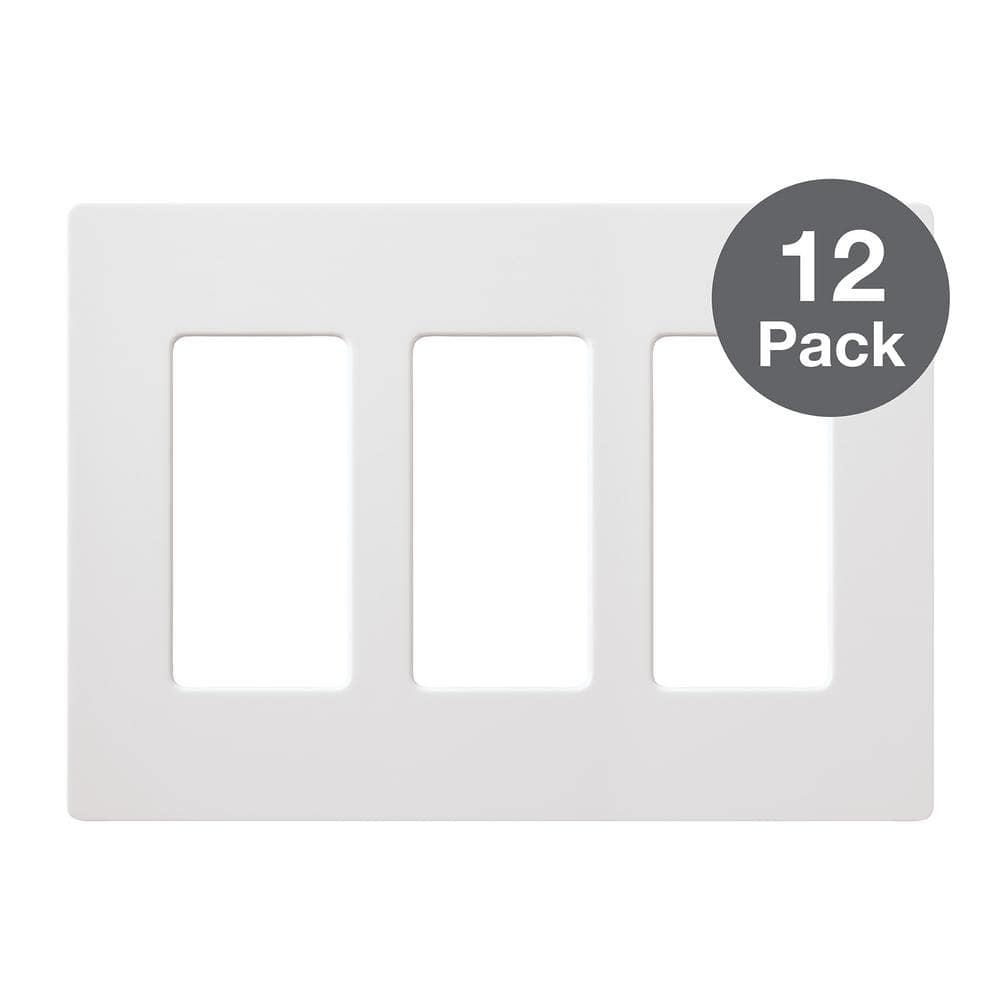 Lutron Claro 3 Gang Wall Plate for Decorator/Rocker Switches, Gloss ...