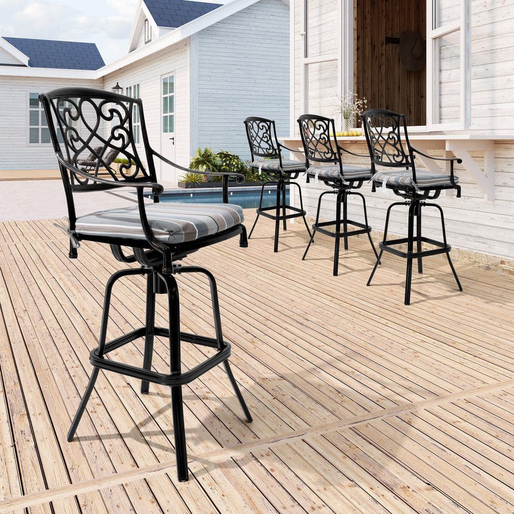 Crestlive Products Swivel Cast Aluminum Outdoor Bar Stool with ...