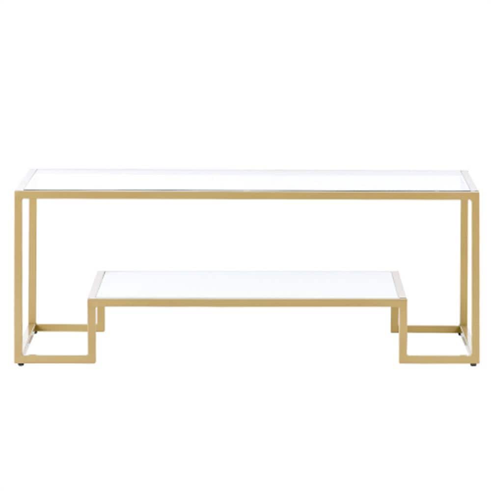 Donason 45.20 in. Gold Small Rectangle Glass Coffee Table ZY-P540418 ...