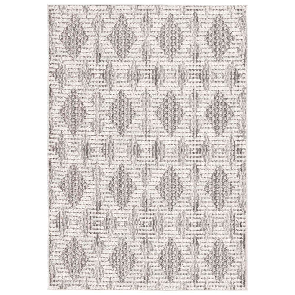 SAFAVIEH Global 8 ft. x 10 ft. Gray/Ivory High-Low Diamond Modern Area ...