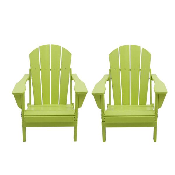 DIRECT WICKER Vick Yellow Classic Folding Plastic Adirondack Chair (2 ...