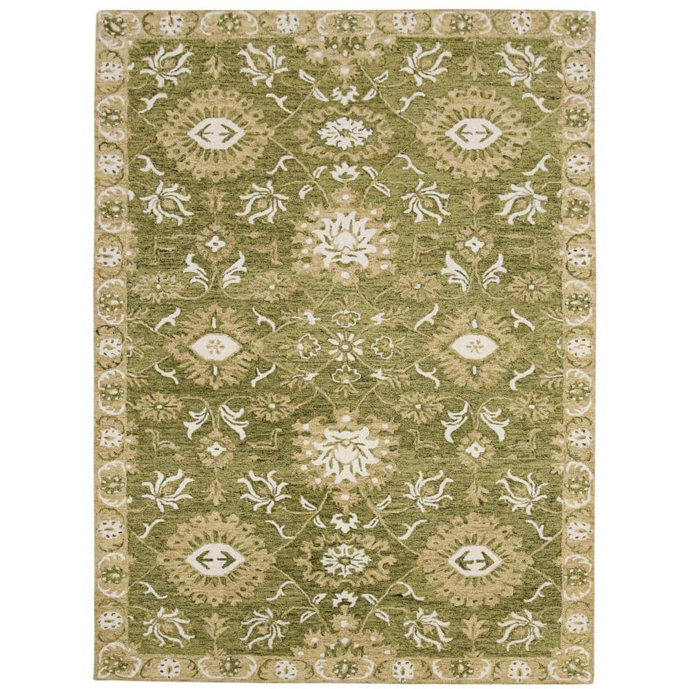 Amer Rugs Romania 2 x 3 Olive Green Floral Pattern Area Rug for High ...