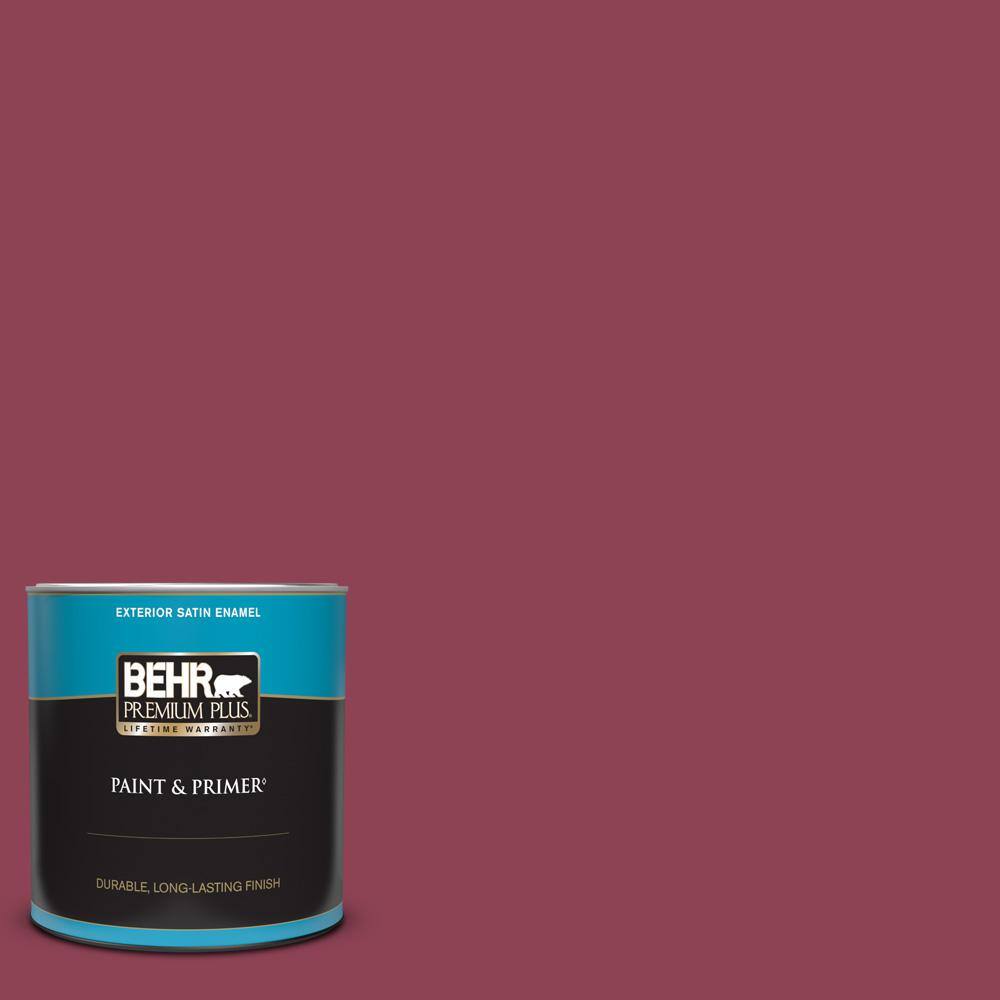 BEHR PREMIUM PLUS 1 qt. #120D-6 Cranberry Splash Satin Enamel Exterior ...