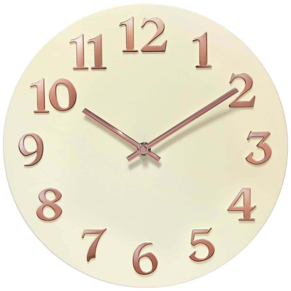 Infinity Instruments Ivory and Rose Gold Vogue Wall Clock 13392IV-RG ...