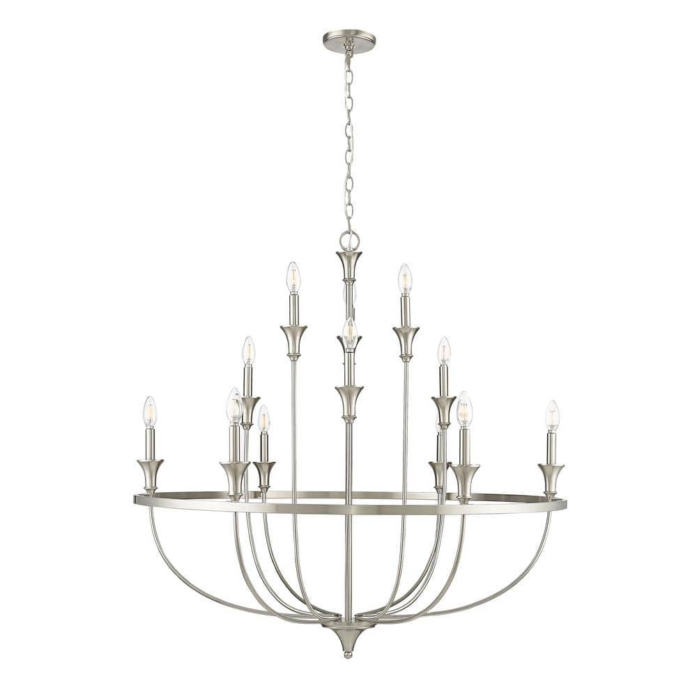 Millennium Lighting Emery 40.2 in. 12-Light Brushed Nickel Chandelier ...