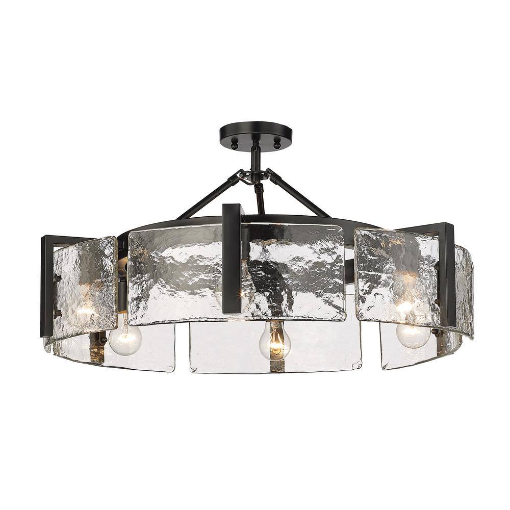 Golden Lighting Aenon 27.75 in. 6-Light Matte Black Semi-Flush Mount ...