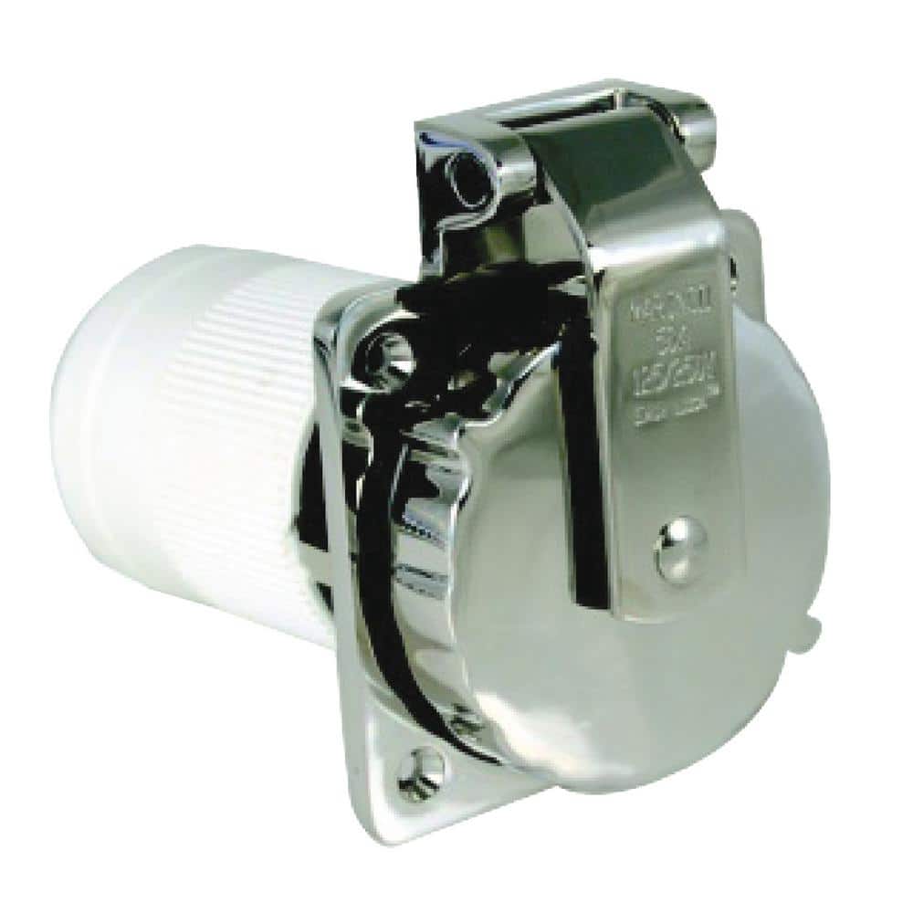 MARINCO 50 Amp/125-Volt Stainless Steel Power Inlet with Rear Safety ...