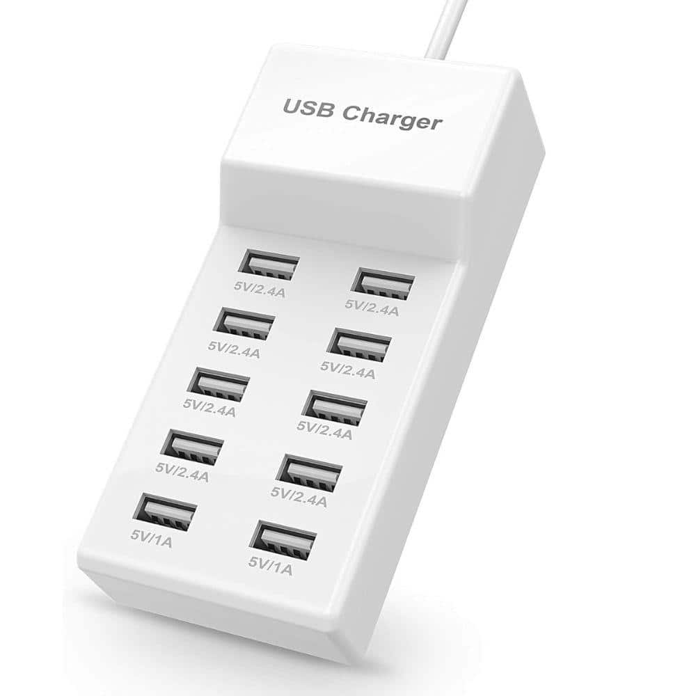 Lukyamzn 10-Port Smart USB Wall Charger with Rapid Charging Auto Detect ...