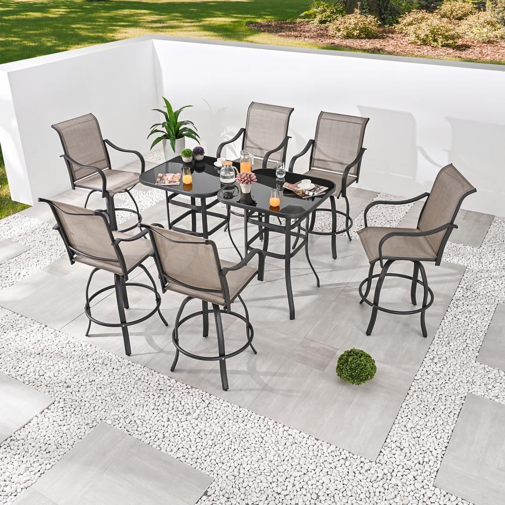 Patio Festival 8-Piece Square Metal Outdoor Dining Set PF19273-1X3-273 ...