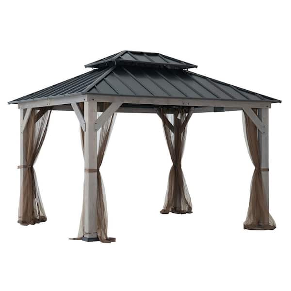 Reviews for Sunjoy 10 ft. x 12 ft. Heavy-Duty Steel Hardtop Gazebo with ...