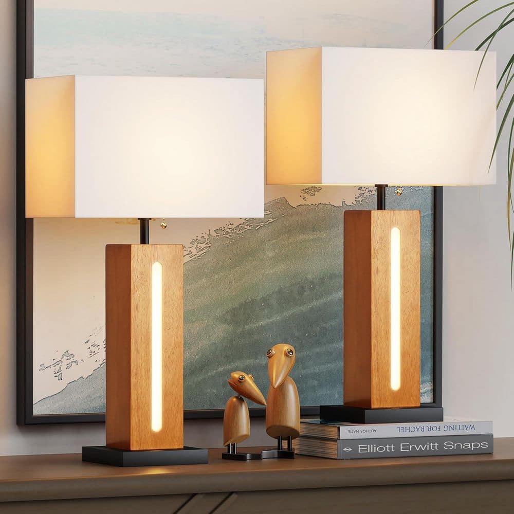 Ltemziiy 22.05 in. Modern Dimmable Bedside Lamp With LED Nightlight ...
