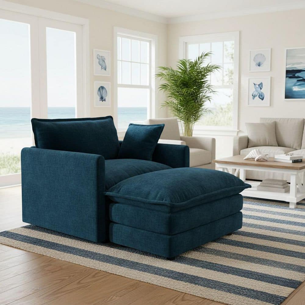 Homy Casa HEAT 41.4 in. Track Arm Chenille Sectional Sofa with 1 ...