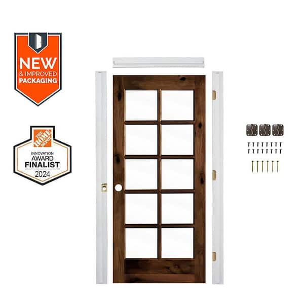 Krosswood Doors 30in.x80in. Right-Hand 10-Lite ClearGlass RedMahogany ...