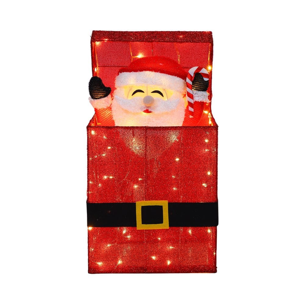 VEIKOUS 27 in. 3D Animated Santa Claus in Gift Box Outdoor Christmas ...