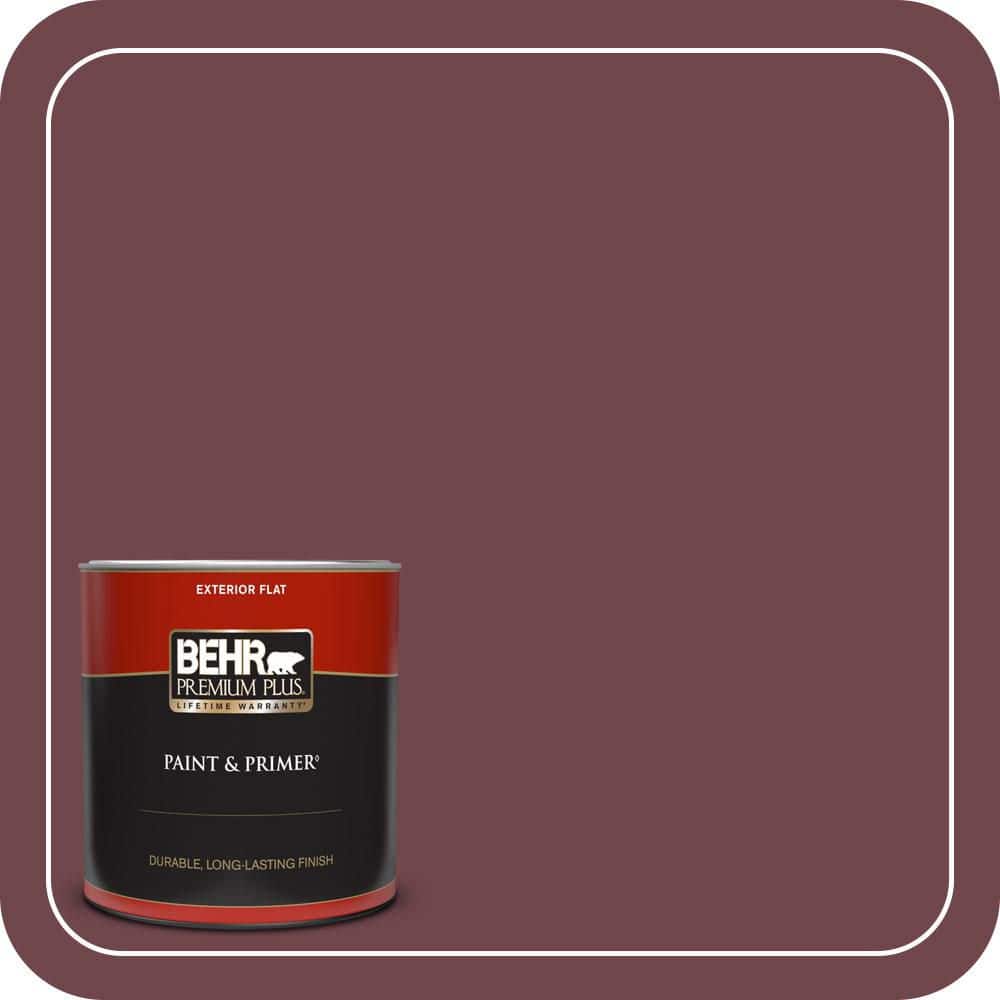 BEHR PREMIUM PLUS 1 qt. #PPU1-14 Formal Maroon Flat Exterior Paint ...