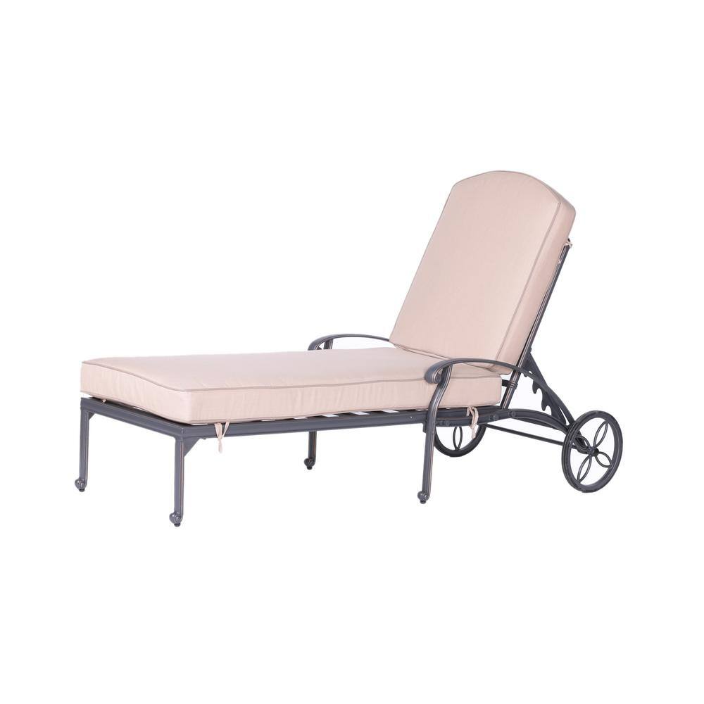 GC GATHERCRAFT Geneva Cast Aluminum Outdoor Chaise Lounger with ...
