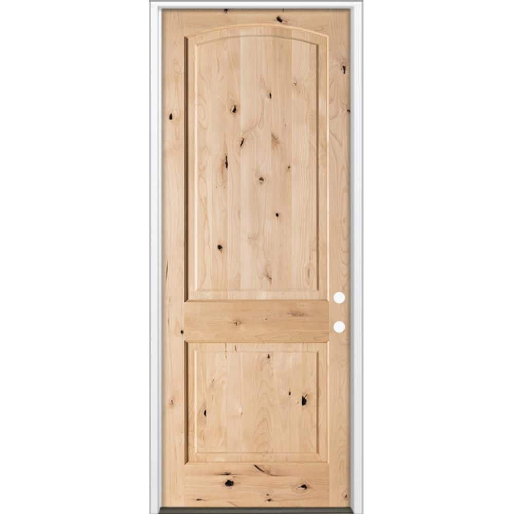Krosswood Doors 32 in. x 96 in. Rustic Knotty Alder 2-Panel Arch Top ...