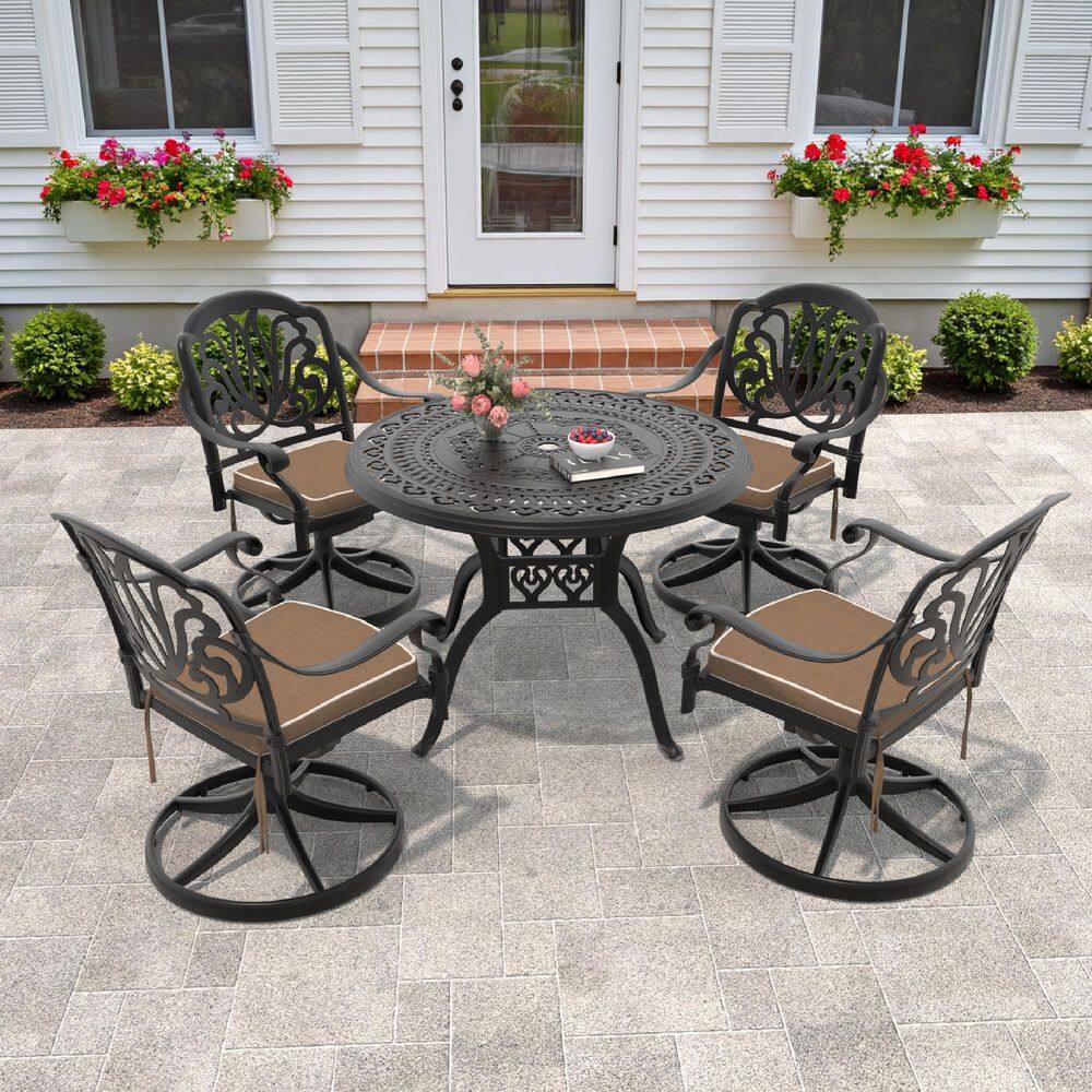 Willit Elizabeth 5-Piece Cast Aluminum Patio Outdoor Dining Set with ...
