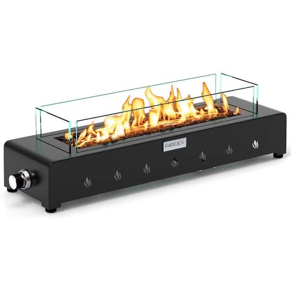 Ecooso 30 in. Tempered Glass and Metal Tabletop Propane Fire Pit with ...