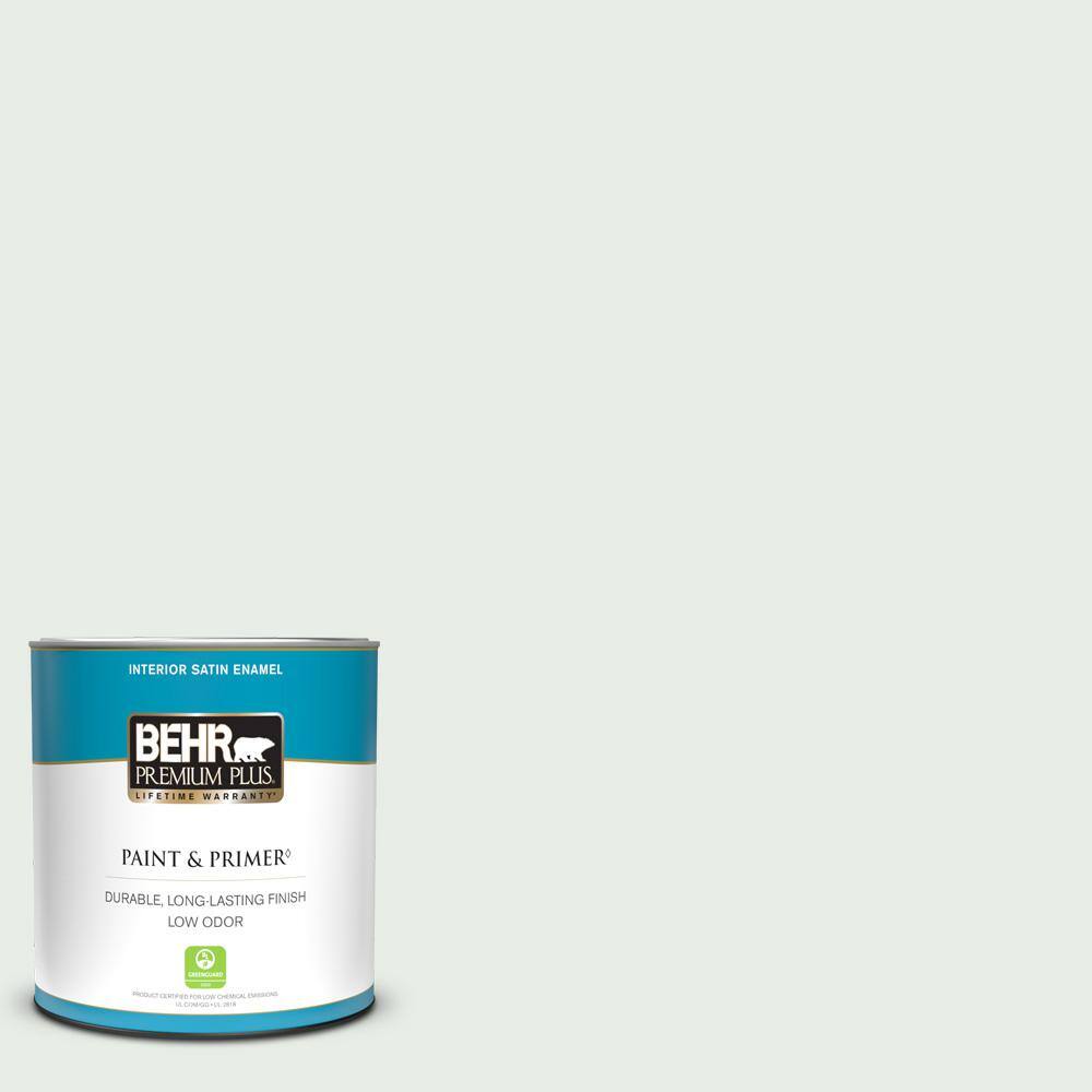 BEHR PREMIUM PLUS 1 qt. #700E-1 Dew Drop Satin Enamel Low Odor Interior ...