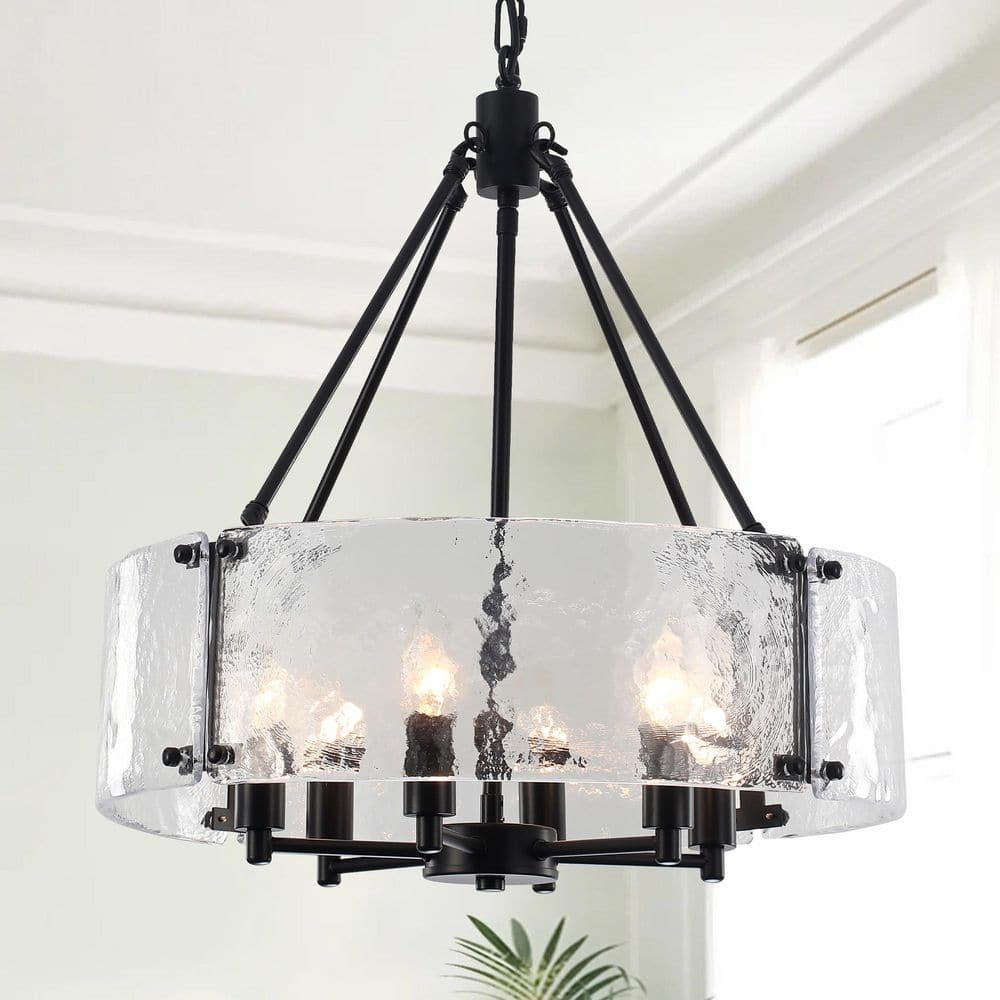 ADSENSTY 6-Light Black Chandelier Hanging Pendant Light for Dining Room ...