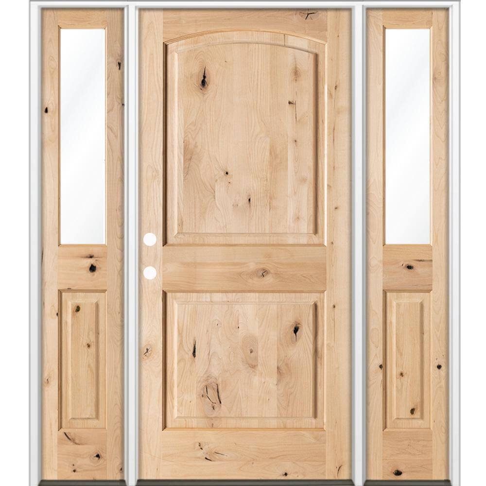 Krosswood Doors 70 in. x 80 in. Knotty Alder 2-Panel Arch-Top Right-H ...