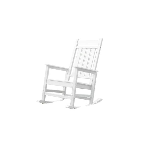 White Oversized Plastic Outdoor Rocking Chair All Weather Resistant ...