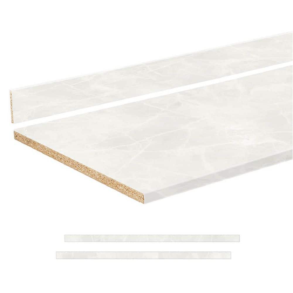 STRETTA 8 ft. Cream Laminate Countertop Kit with Full-Thickness Square ...