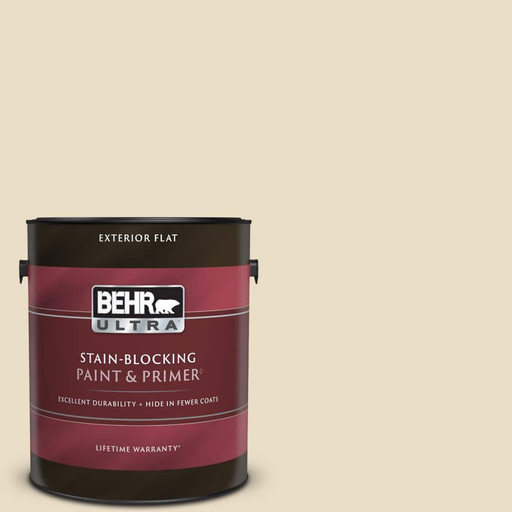 BEHR ULTRA 1 gal. #N290-2 Authentic Tan Flat Exterior Paint & Primer ...