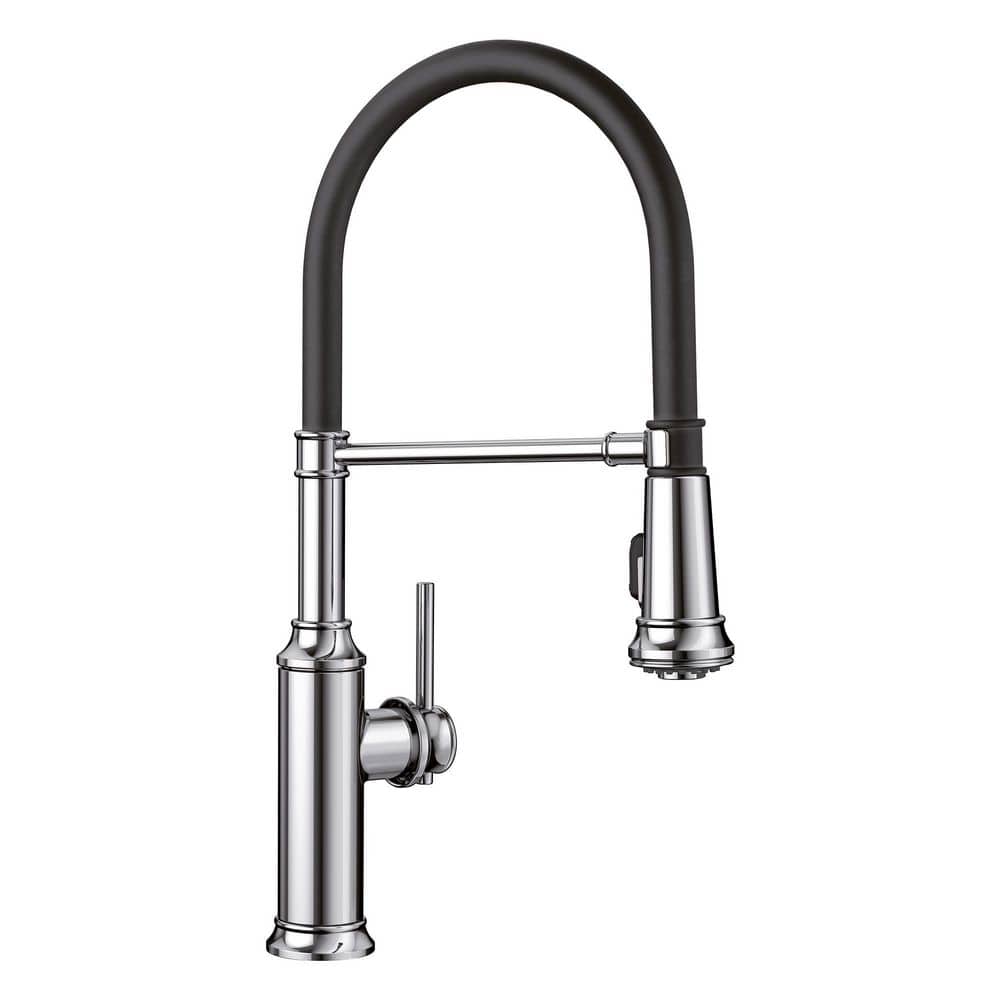 Blanco EMPRESSA Chrome 19.5 in. H Pull Down Sprayer Kitchen Faucet with ...