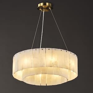 YUYI 14-Light White Alabaster Chandelier, Adjustable Modern Rectangle Chandelier for Dining Room ...