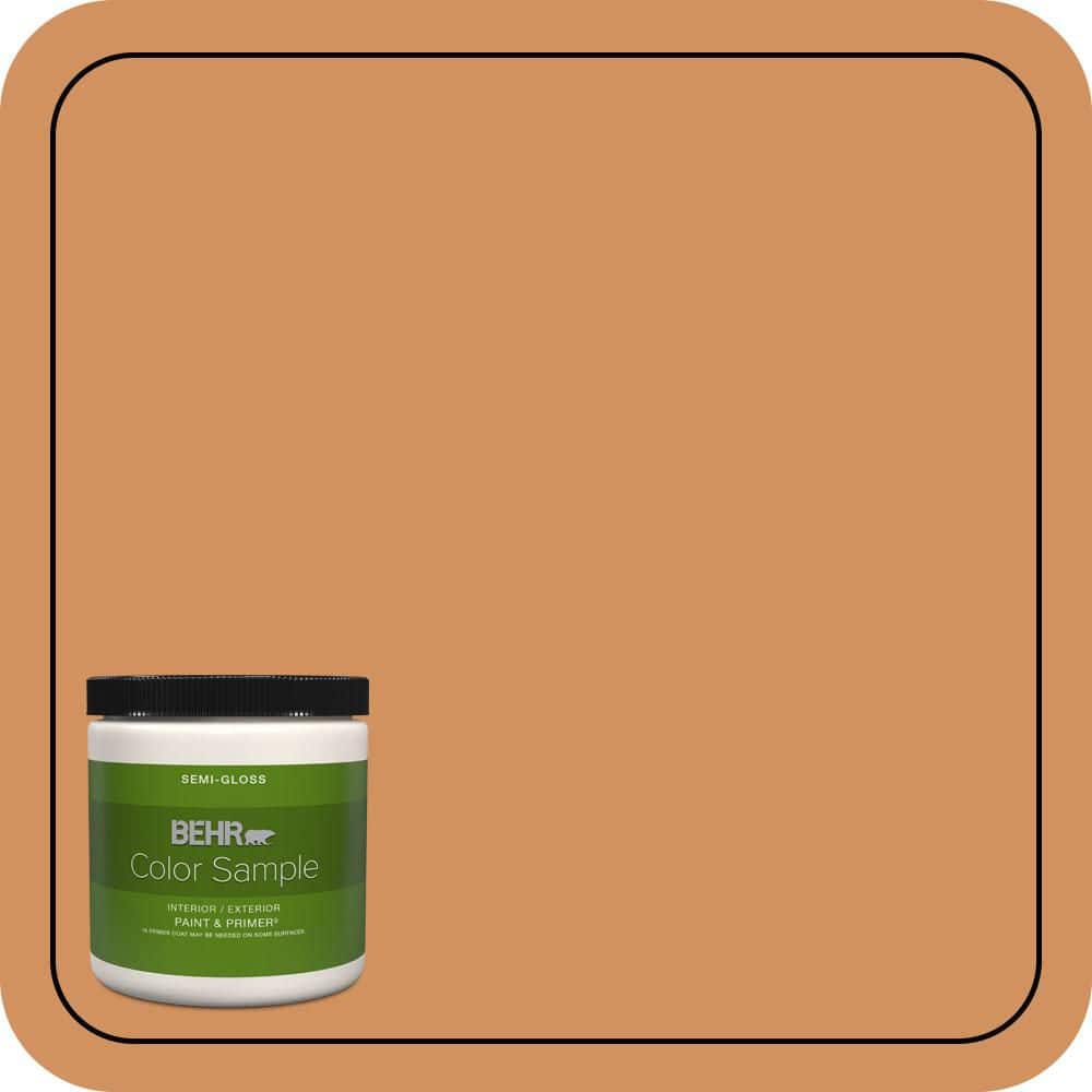 BEHR PREMIUM PLUS 8 oz. #BIC-15 Golden Poppy Semi-Gloss Interior ...
