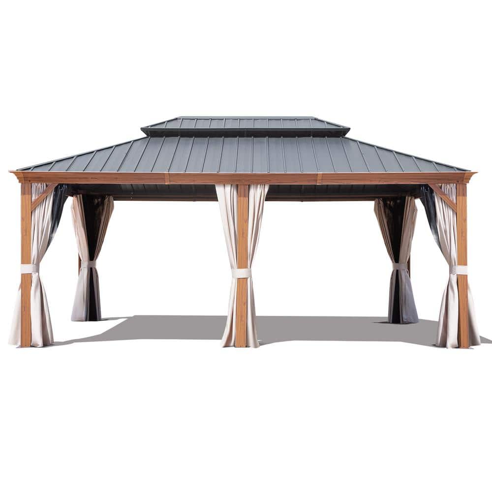 JOYSIDE 12 ft. x 18 ft. Aluminum Outdoor Double Galvanized Steel Roof ...